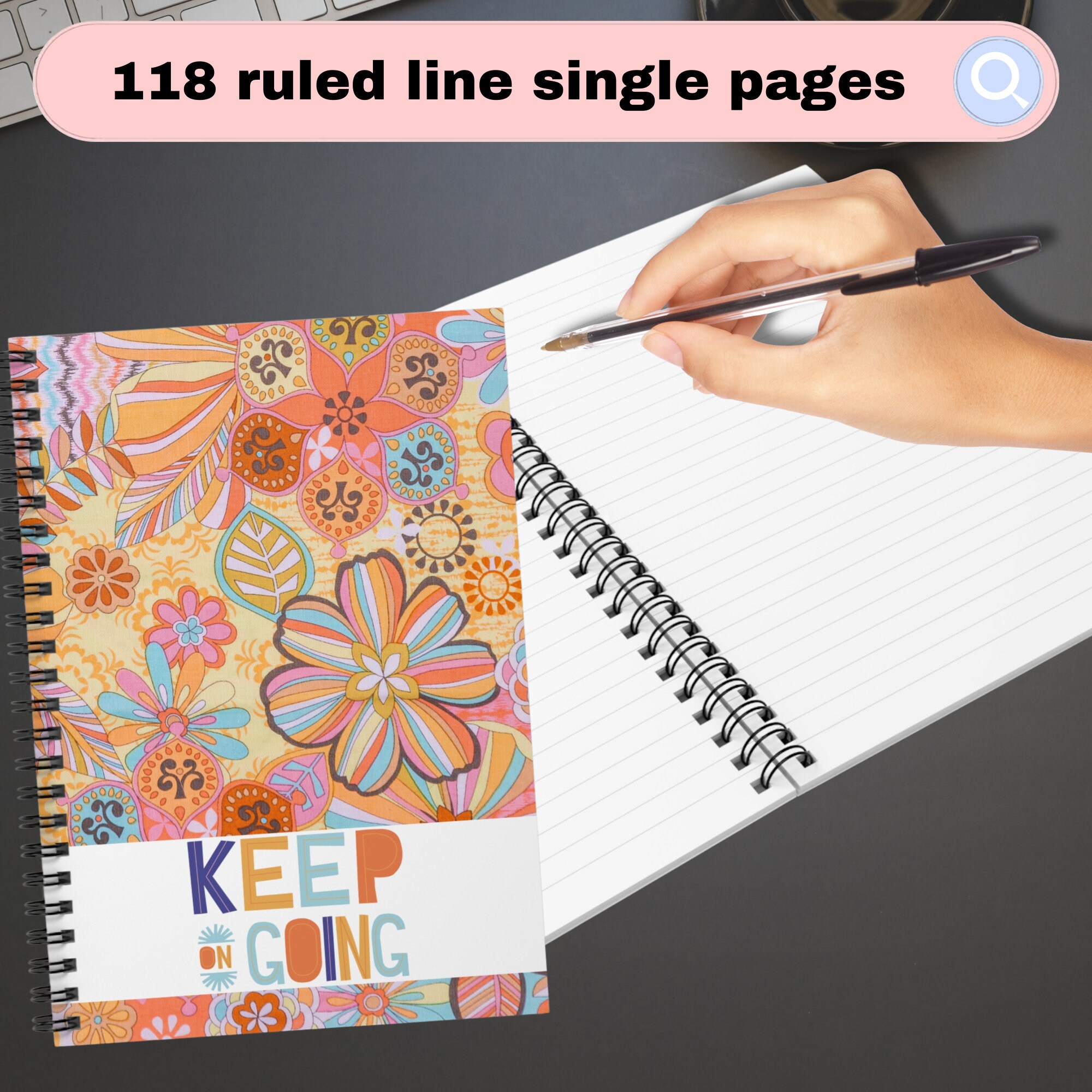 Personalised Notebook Flower Pattern With Motivation Quotes Custom Gift ...
