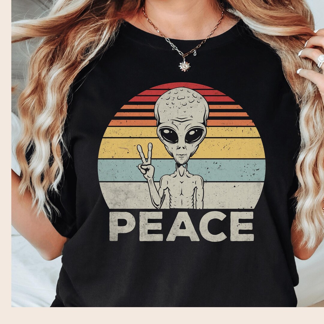 Retro Alien Peace DTF Print Ready to Press Heat Transfer - Etsy
