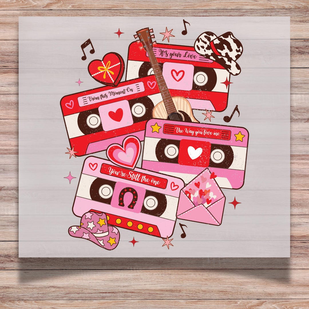 Distressed Valentine's Day Cassette Tape DTF Print Ready to Press Heat ...