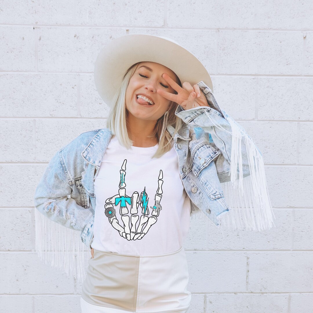 DTF Turquoise Rings Rock Hand DTF Print Western Direct to Film Transfer ...