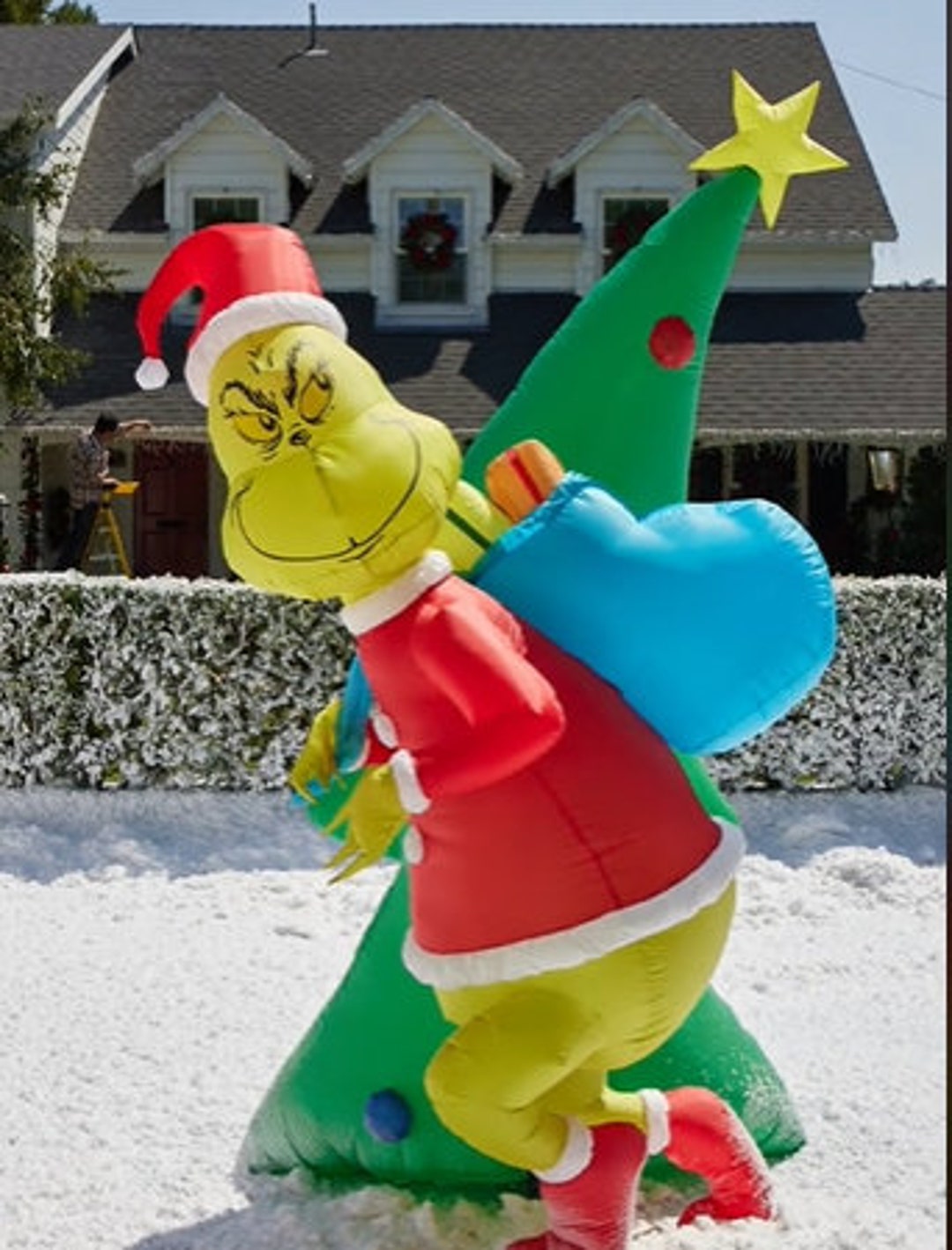 Ornaments Holiday Sculptures Grinch Inflatable Set 9ft Tall, Yard ...