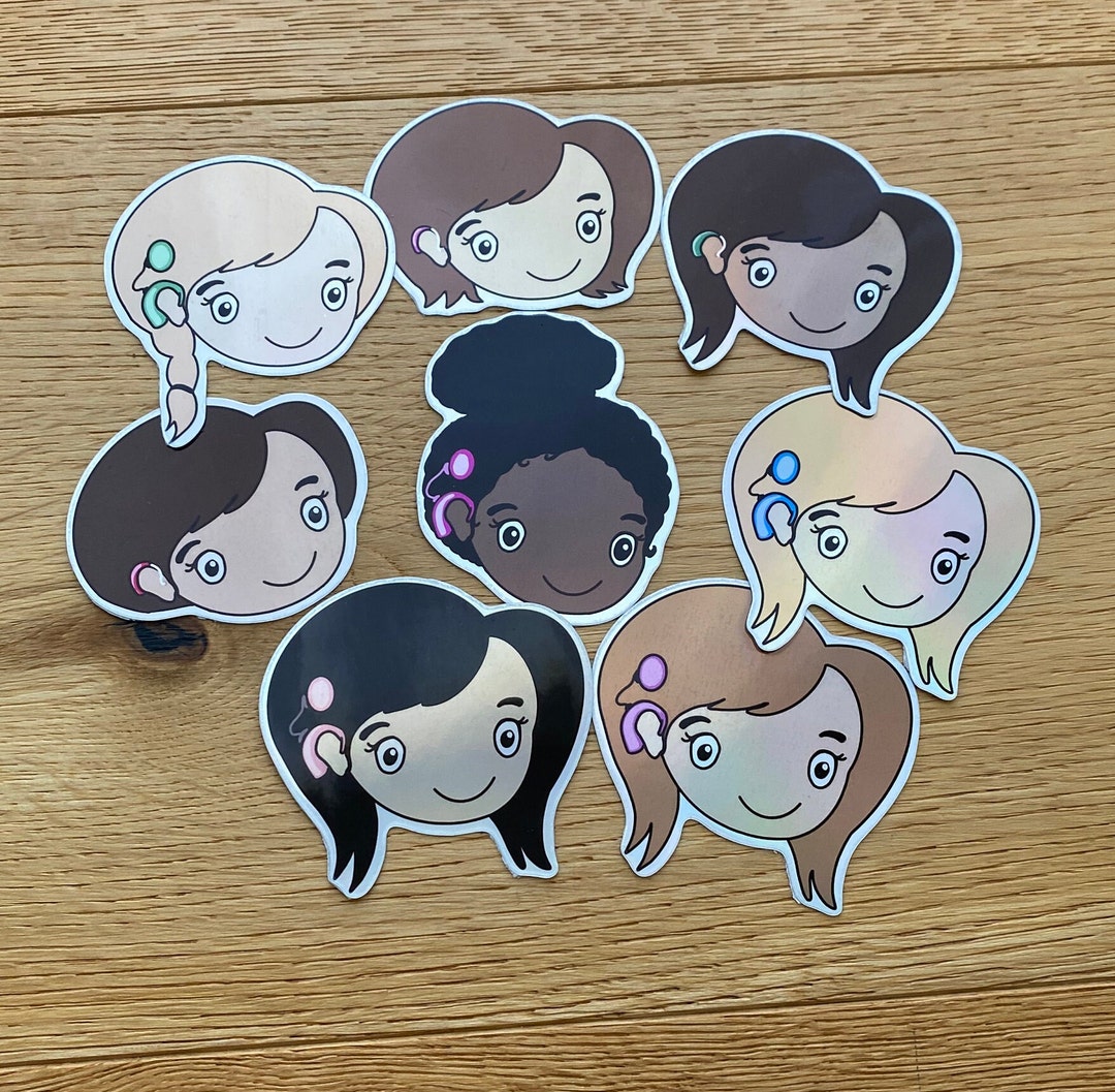 Holographic Sticker Cochlear Implant Hearing Aid Kids Girl Hearing ...