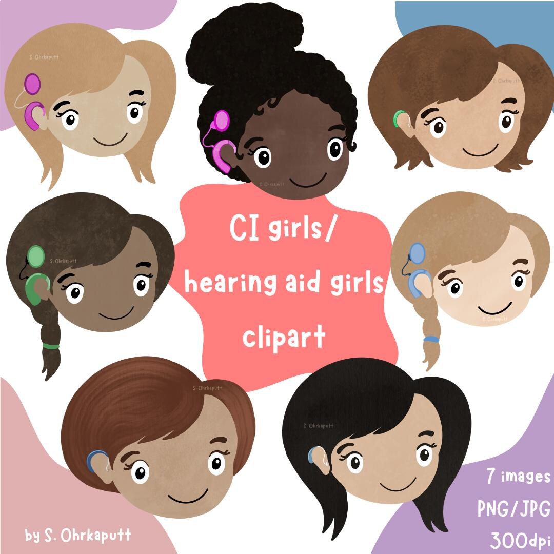 CI Girls/hearing Aid Girls Clipart DOWNLOAD - Etsy