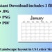 January 2024 Blank Calendar | Horizontal Printable Calendar | Instant ...