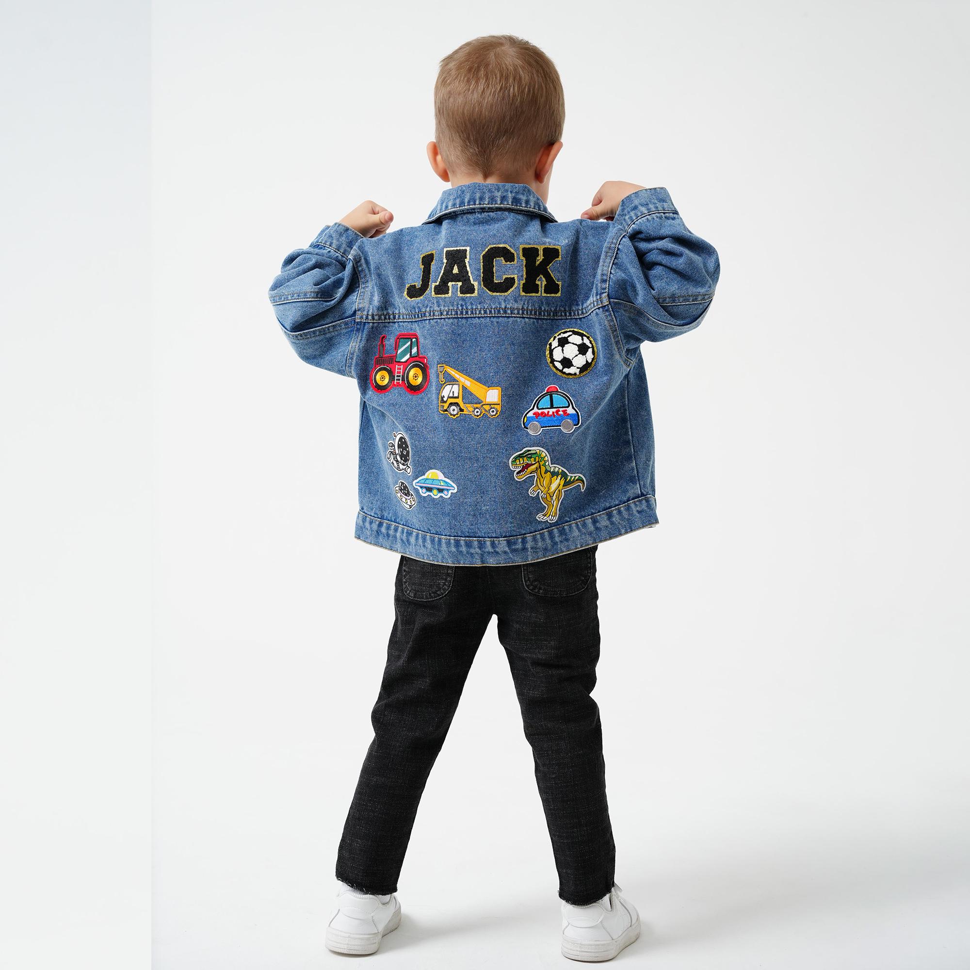 Kids Chenille Letter Patch Jean Jacket, Custom Girls Toddler Chenille ...