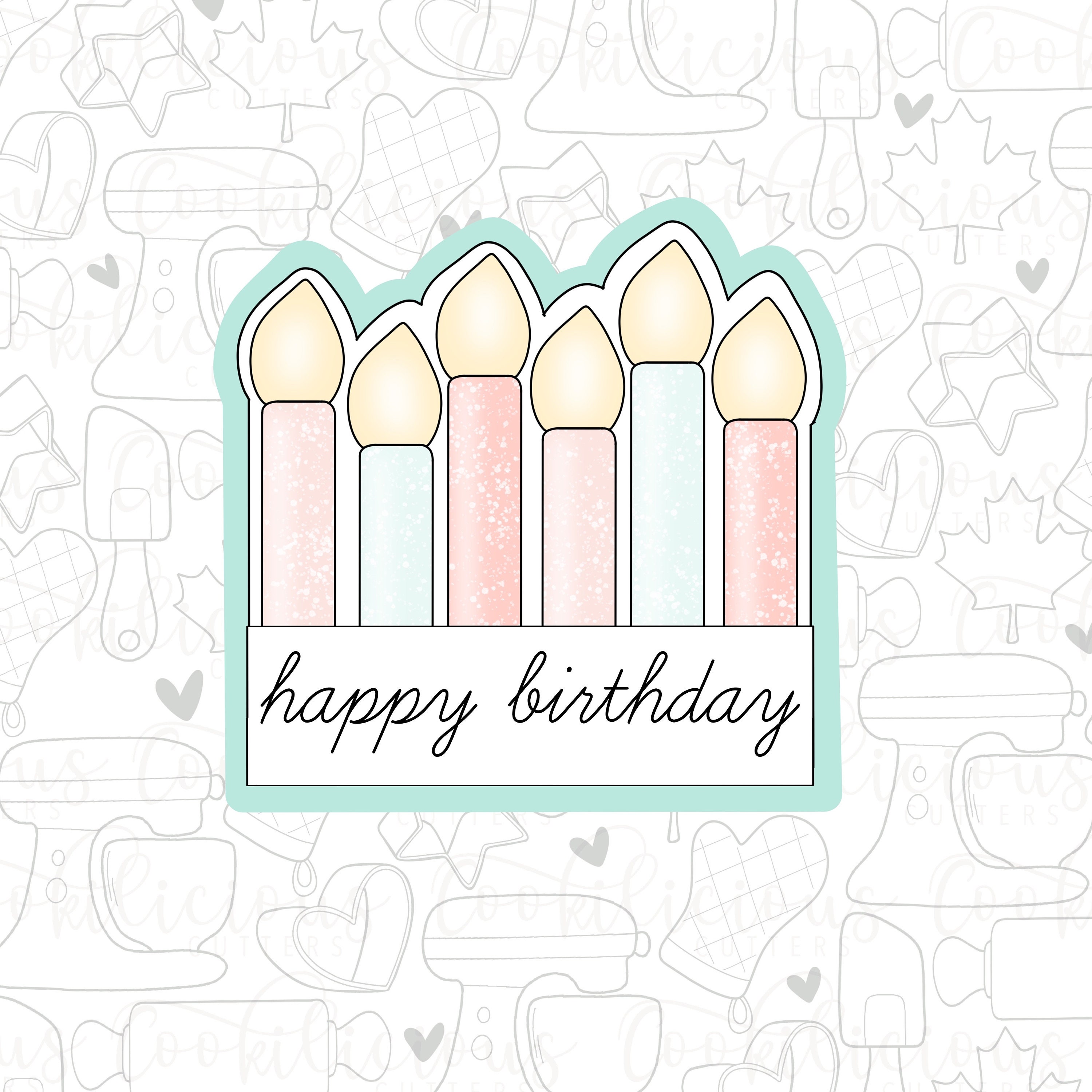 STL Candles Plaque | Birthday Cookie Cutter | Celebration | Birthday ...