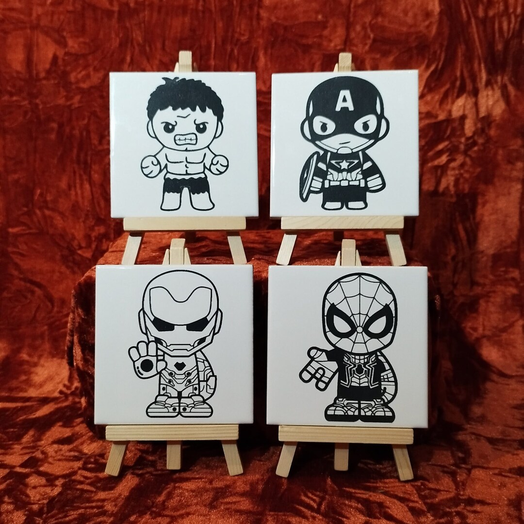 Marvel Themed, Chibis, Superheroes, Tile Engraving, Etched Tiles ...