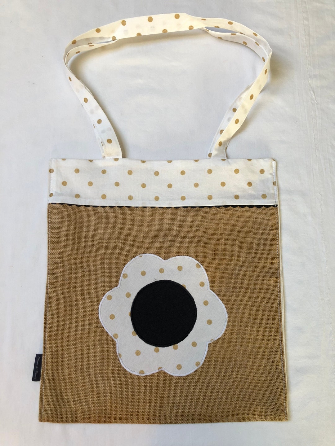 POP Bag, Burlap and Poplin Bag With Gold Polka Dots - Etsy