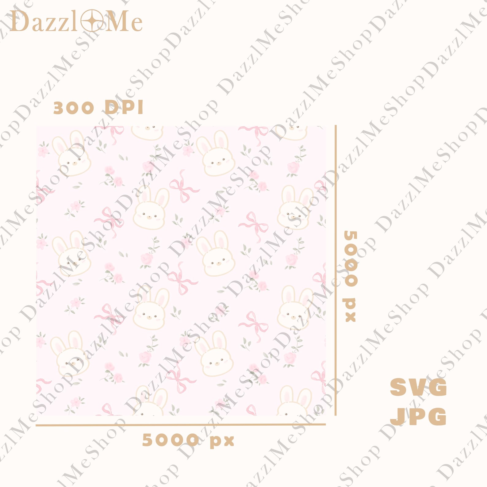 Coquette Bear Bunny Digital Paper, Kawaii Animal Seamless Pattern Pack ...