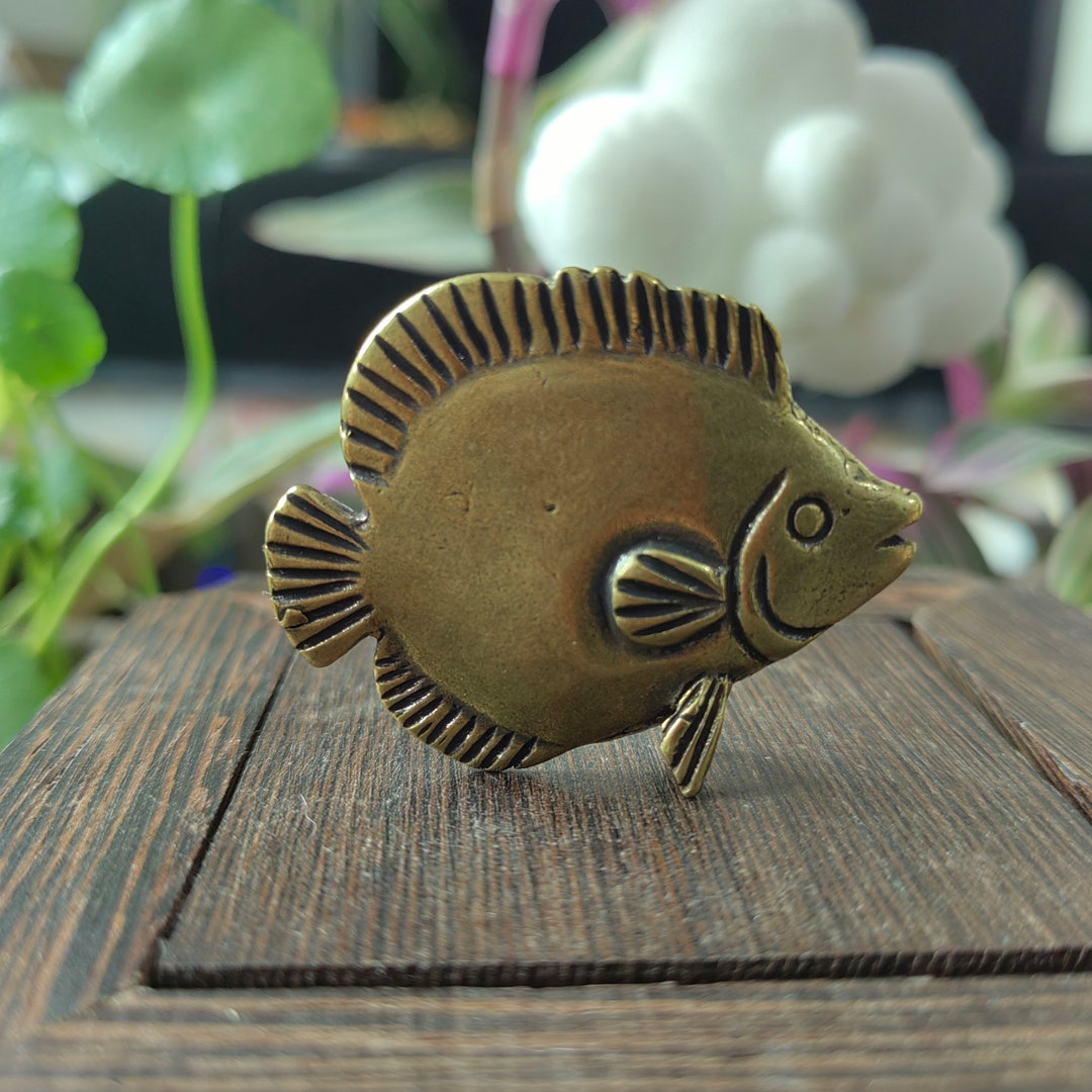 Vintage Brass Mini Fish, Cute Fish Sculpture Statue Figurine Home ...