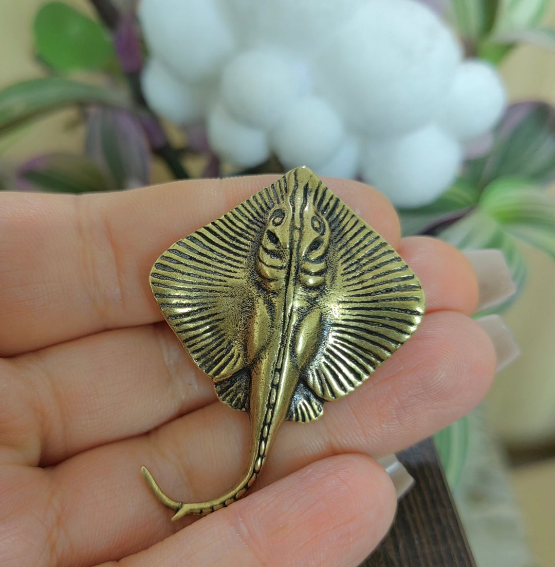 Vintage Brass Mini Manta Ray, Sharks Dolphins Fish Sculpture Statue ...