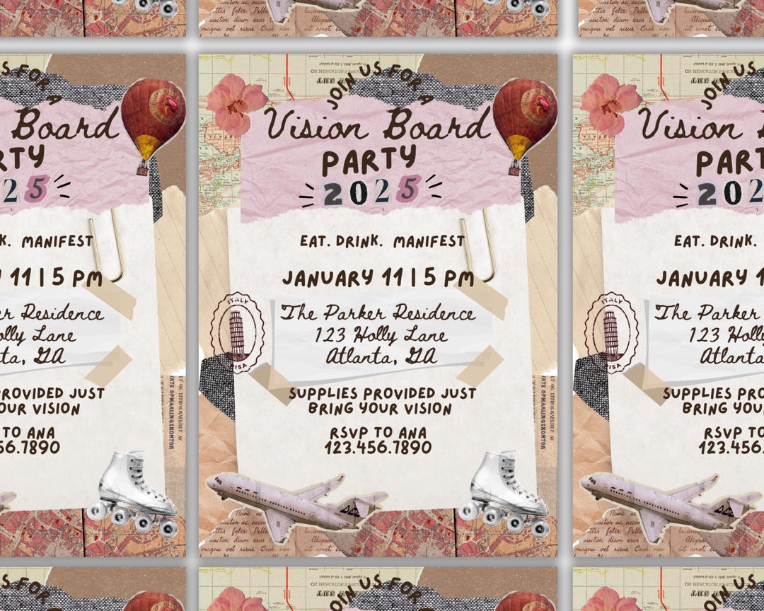 2025 Vision Board Party Invitation Template | Dream Vision | Editable ...