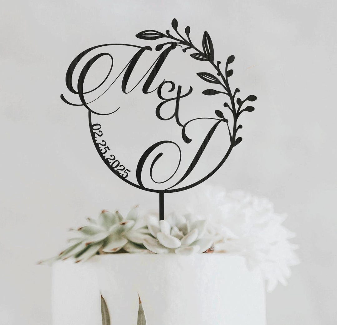 Custom Initial Wedding Cake Topper: Gold Anniversary Decor Made of Wood ...