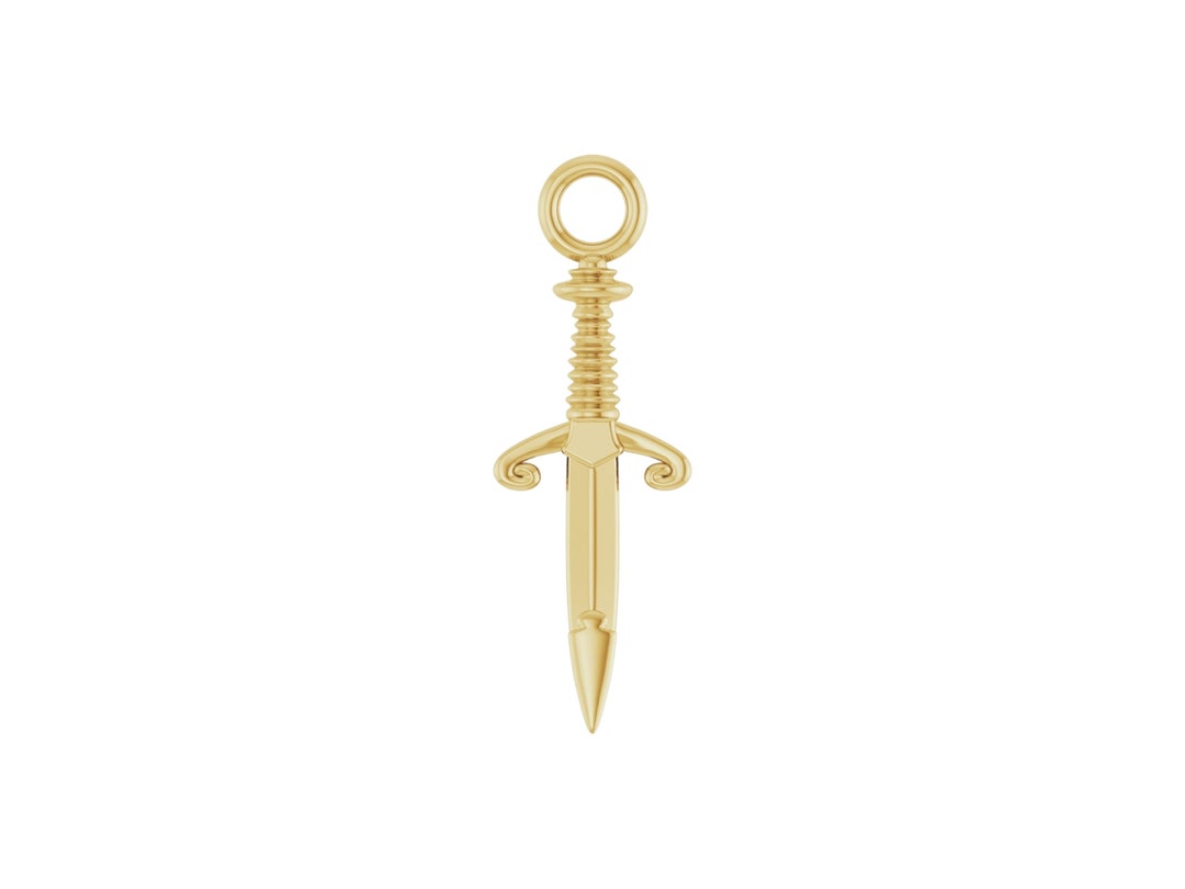 Gold Dagger Charm 14K/18K Solid Gold - Etsy