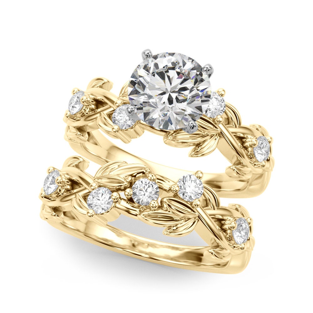 2ct D-E VS Certified Lab Diamond Gold or Platinum Leaf Engagement Ring ...
