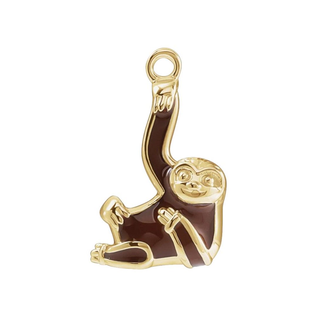 Gold Sloth Dangle 14K Solid Gold - Etsy