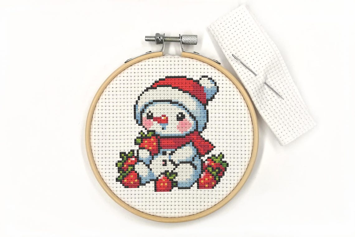 Snowman Cross Stitch Pattern Christmas Embroidery Winter Festive Design ...