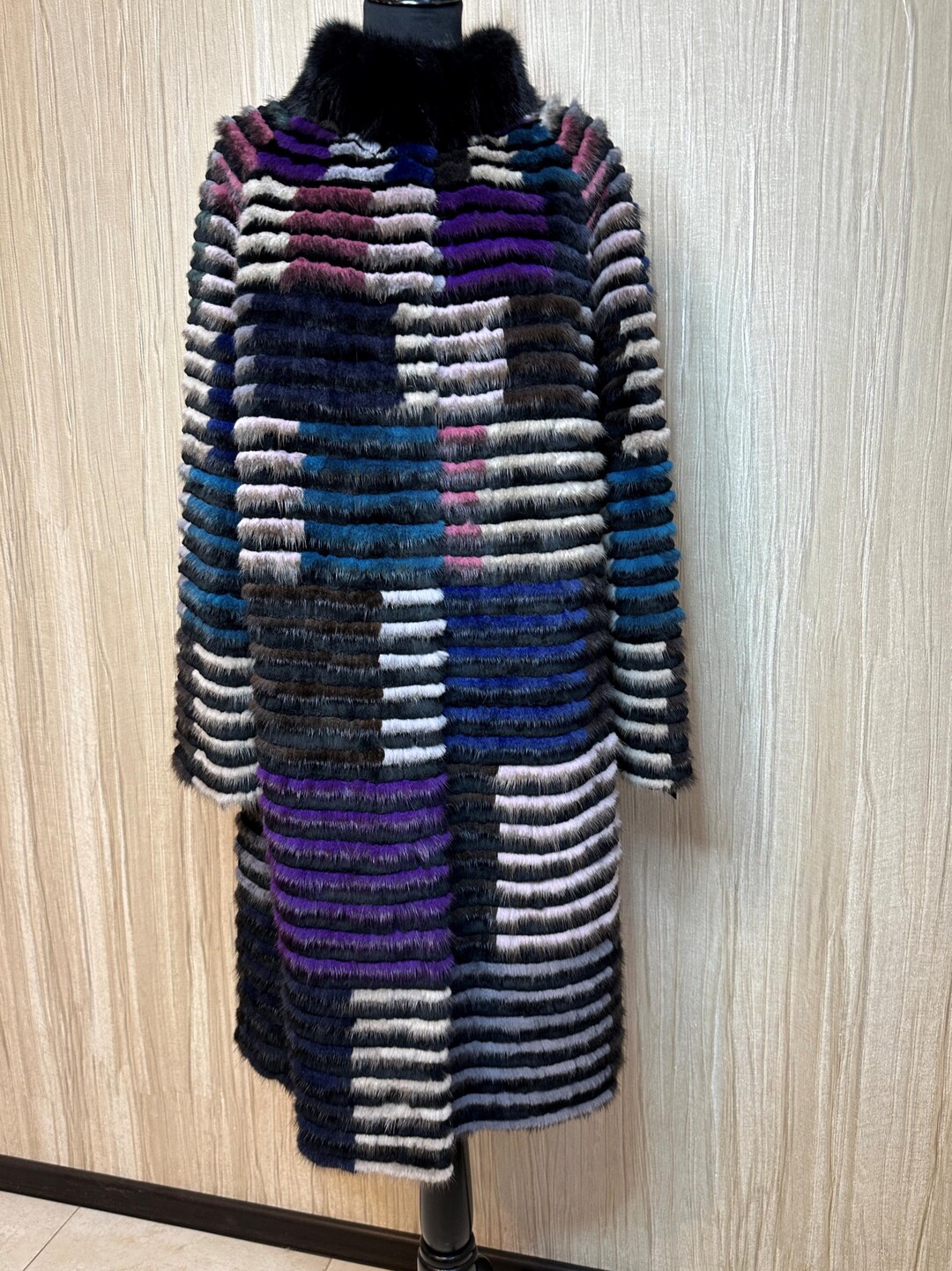 Real Fur Coat, Multicolor Fur Coat, Mink Rabbit Fur, Long Fur Jacket ...