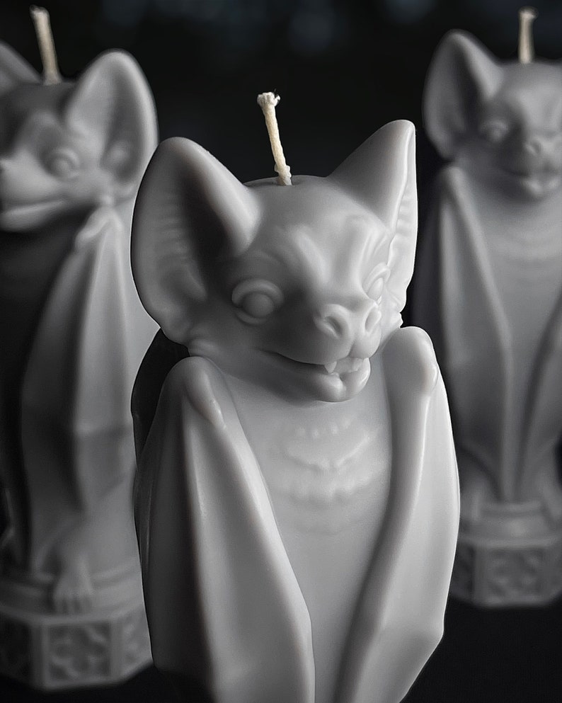 Gothic Bat Candle - Soy Wax Vegan Spooky Halloween Statue Fall ...