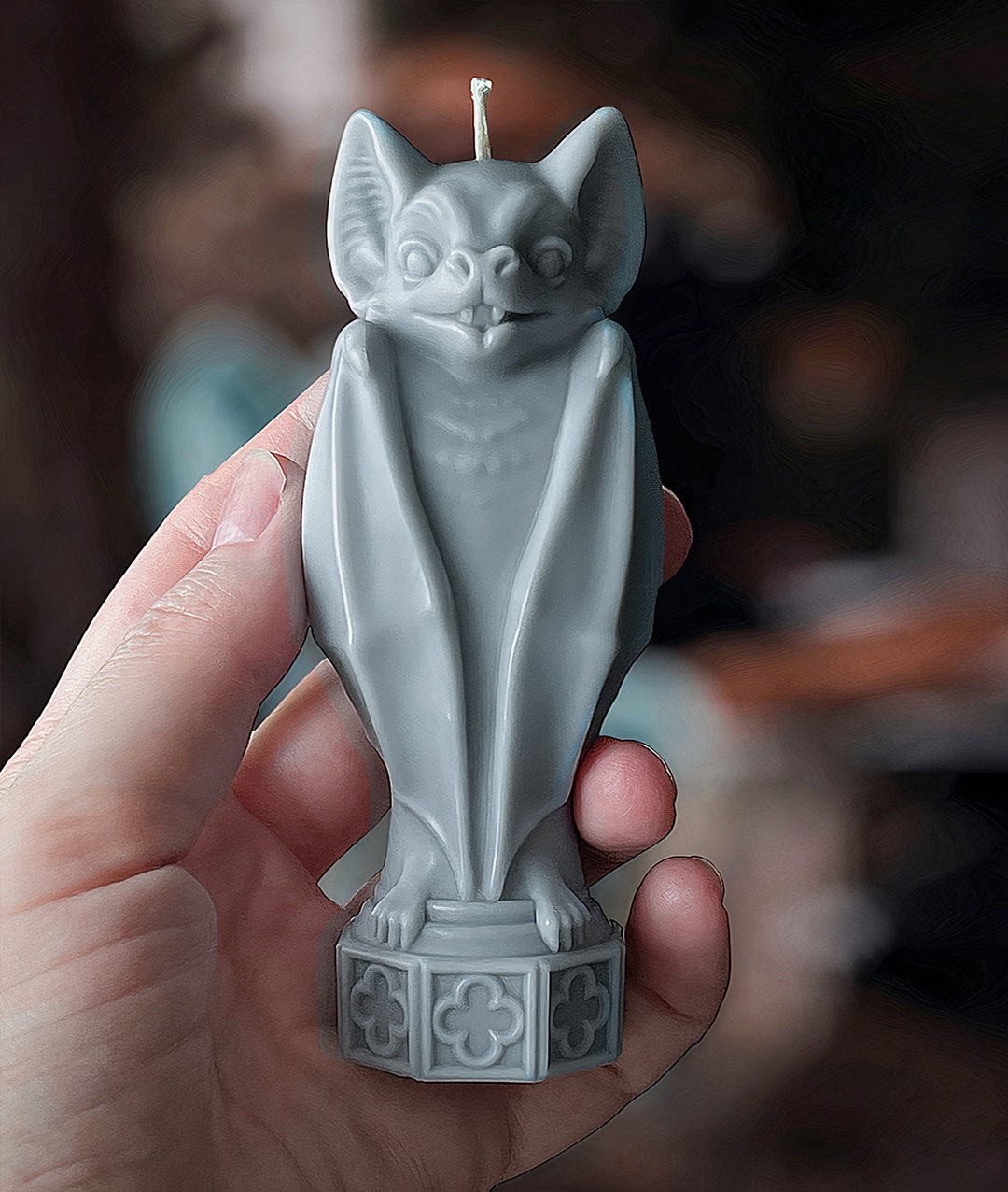Gothic Bat Candle - Soy Wax Vegan Spooky Halloween Statue Fall ...