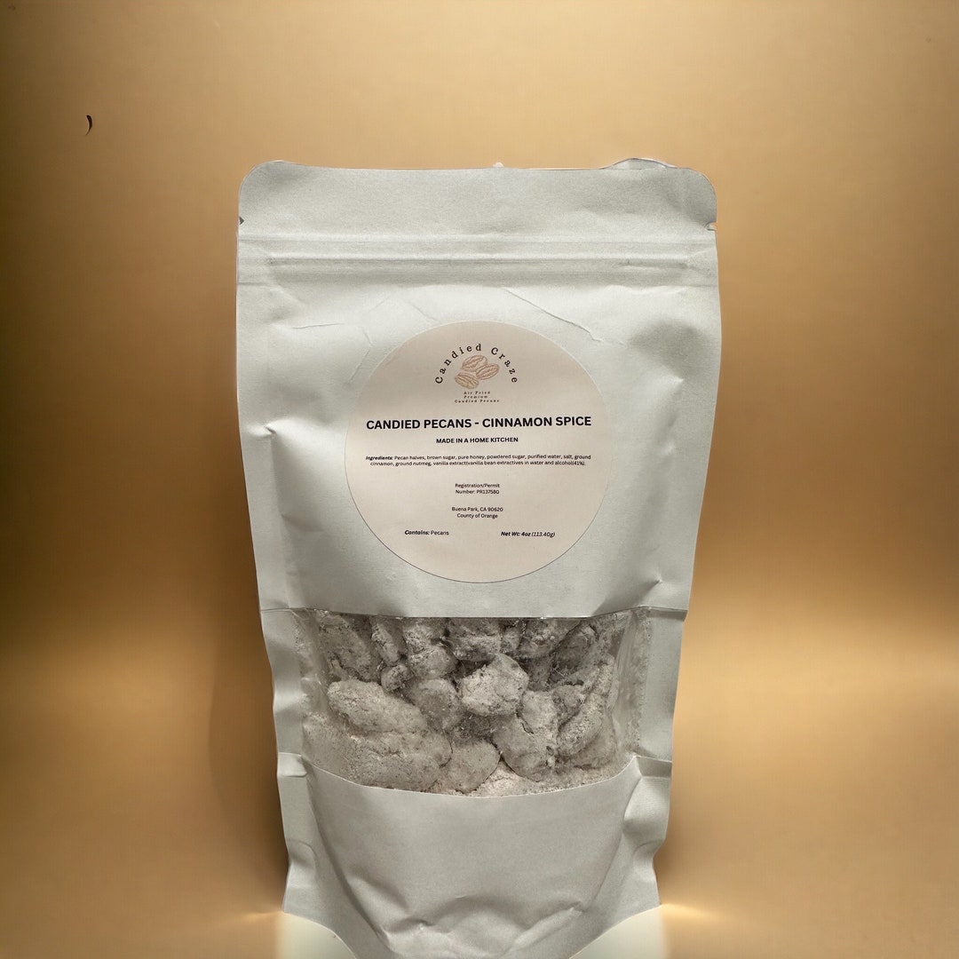 4oz Sweet, Crunchy, Candied Pecans,cinnamon Spice, Snacks, Crunchy ...