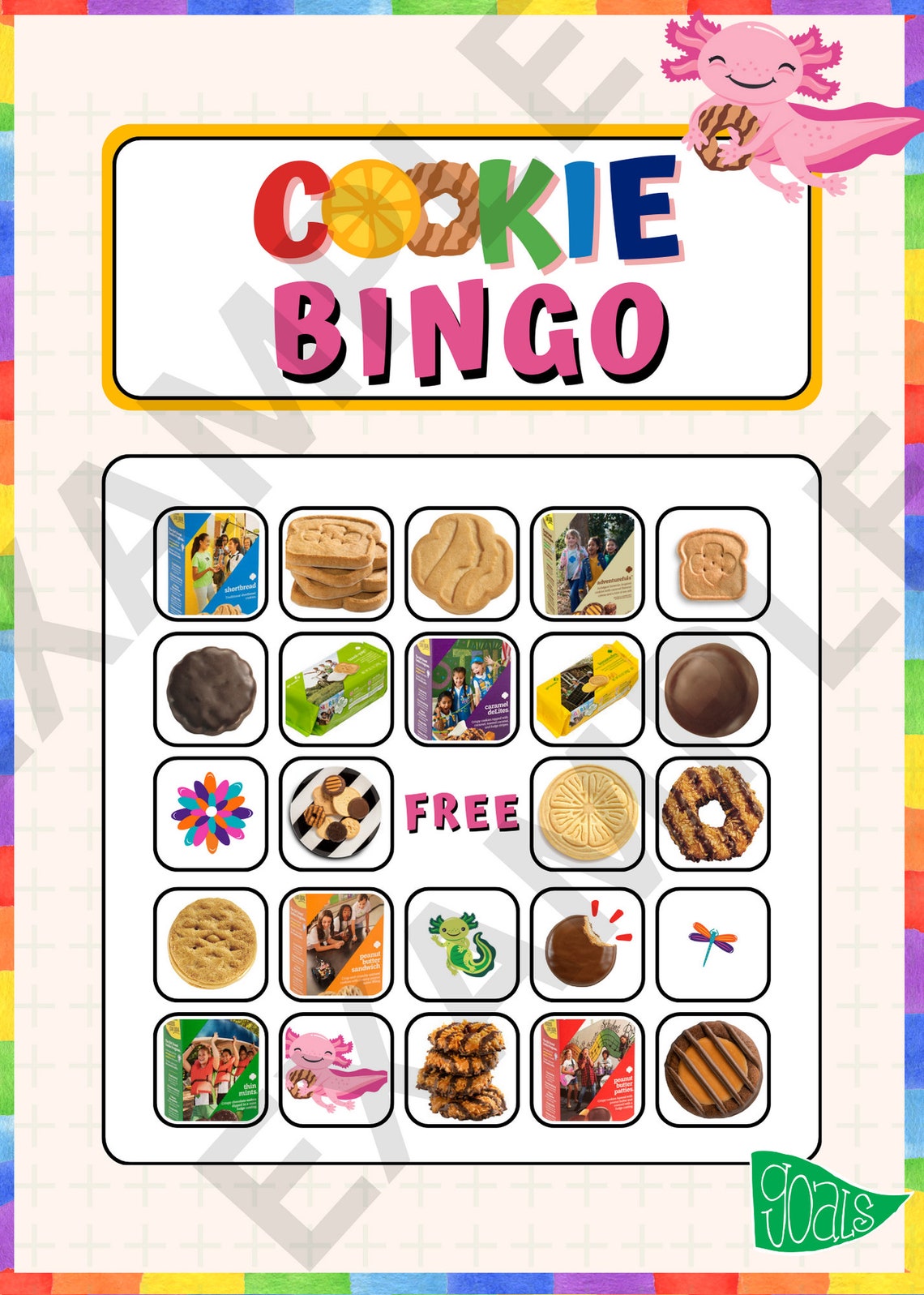 Girl Scout Cookie Bingo ABC Bakers 22 Unique Cards Calling Cards - Etsy