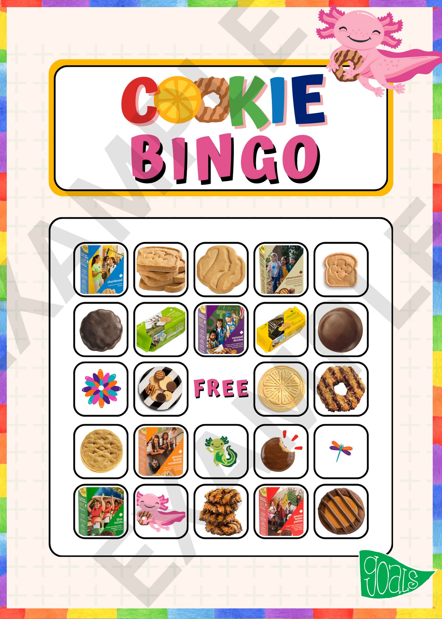 Girl Scout Cookie Bingo ABC Bakers 22 Unique Cards Calling Cards - Etsy