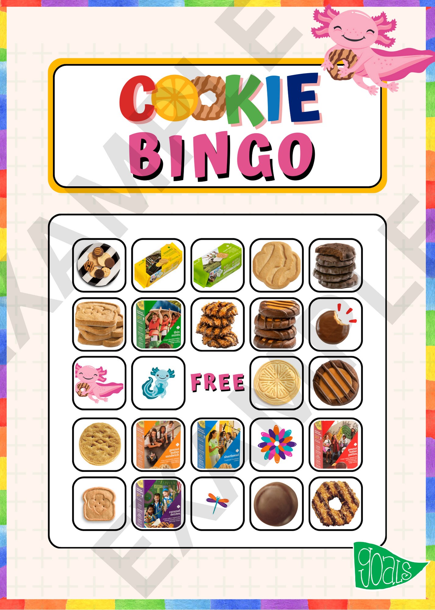 Girl Scout Cookie Bingo ABC Bakers 22 Unique Cards Calling Cards - Etsy