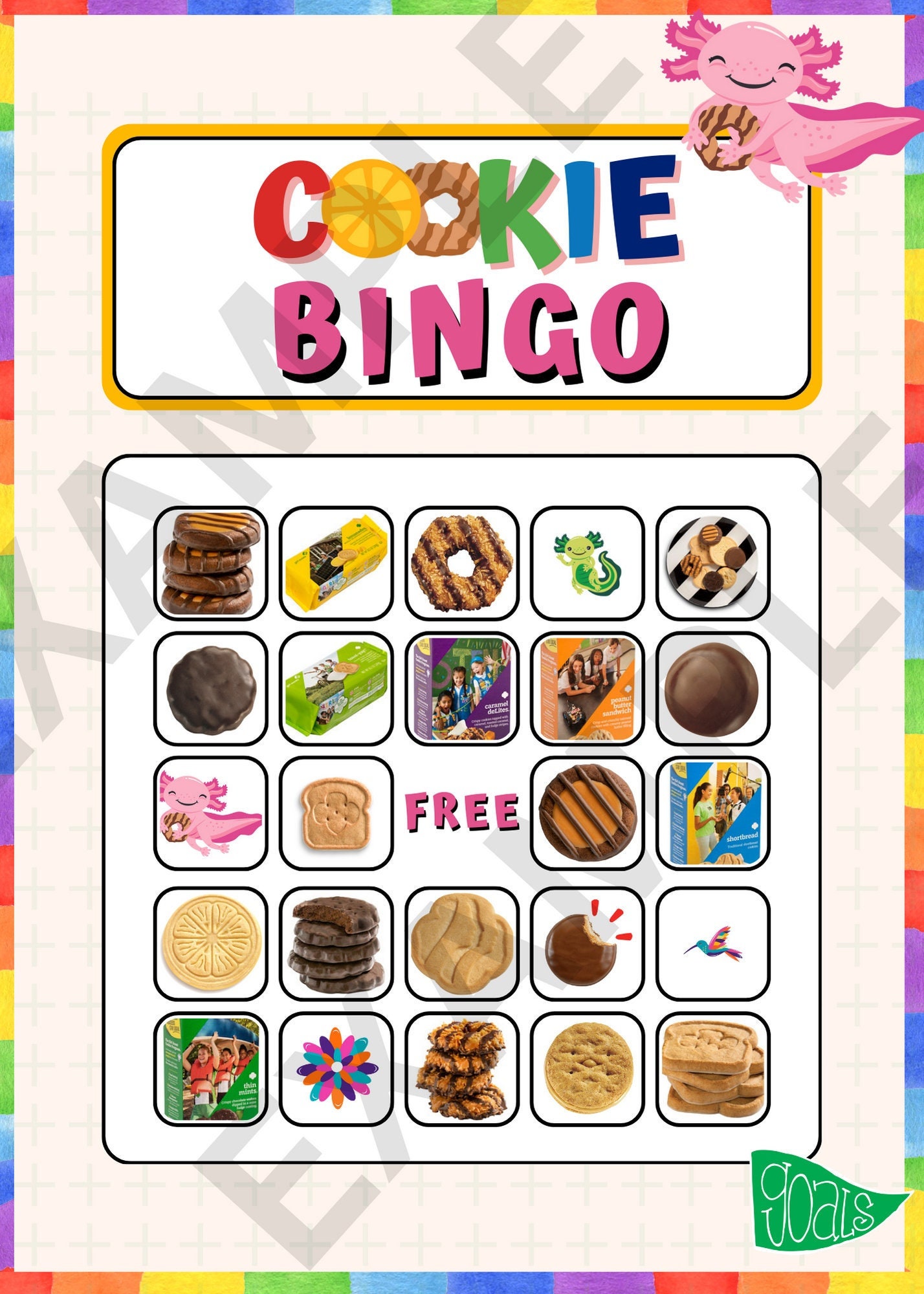 Girl Scout Cookie Bingo ABC Bakers 22 Unique Cards Calling Cards - Etsy