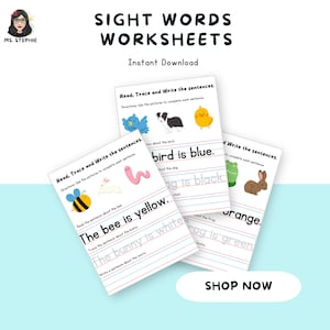 Educational Digital Printable Sight Words Worksheet| Perfect for ...