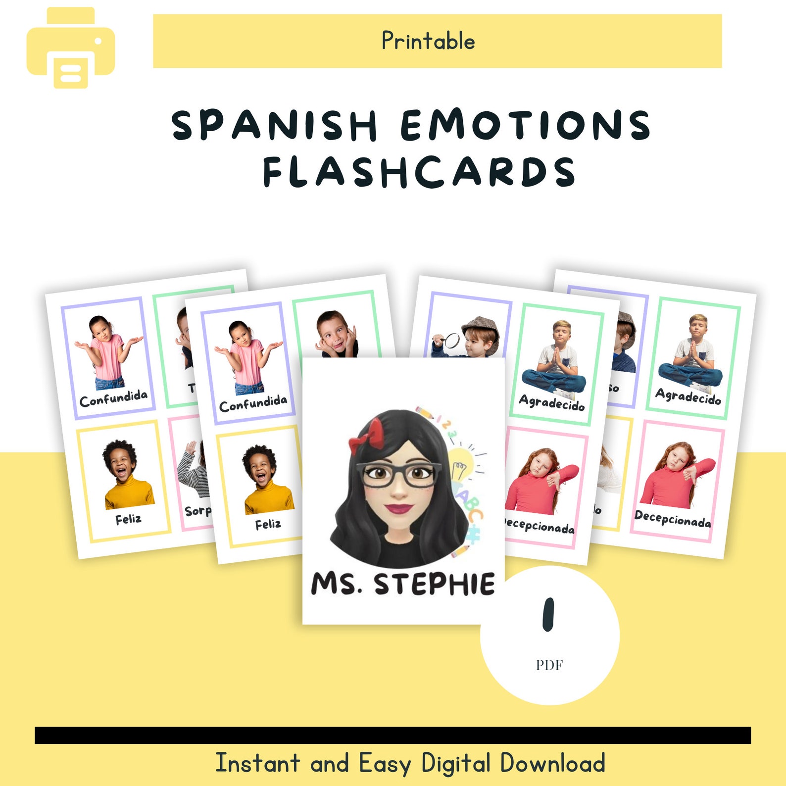 Spanish Emotions Flashcards for Kids: Bilingual Homeschool Resource - Etsy