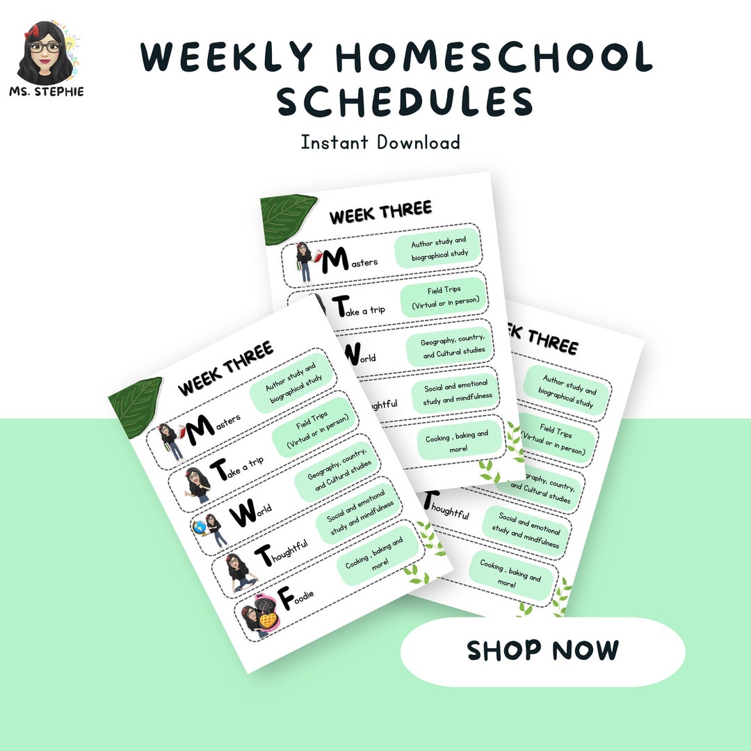 Weekly Themed Homeschool Schedules: Printable Homeschool Planner - Etsy