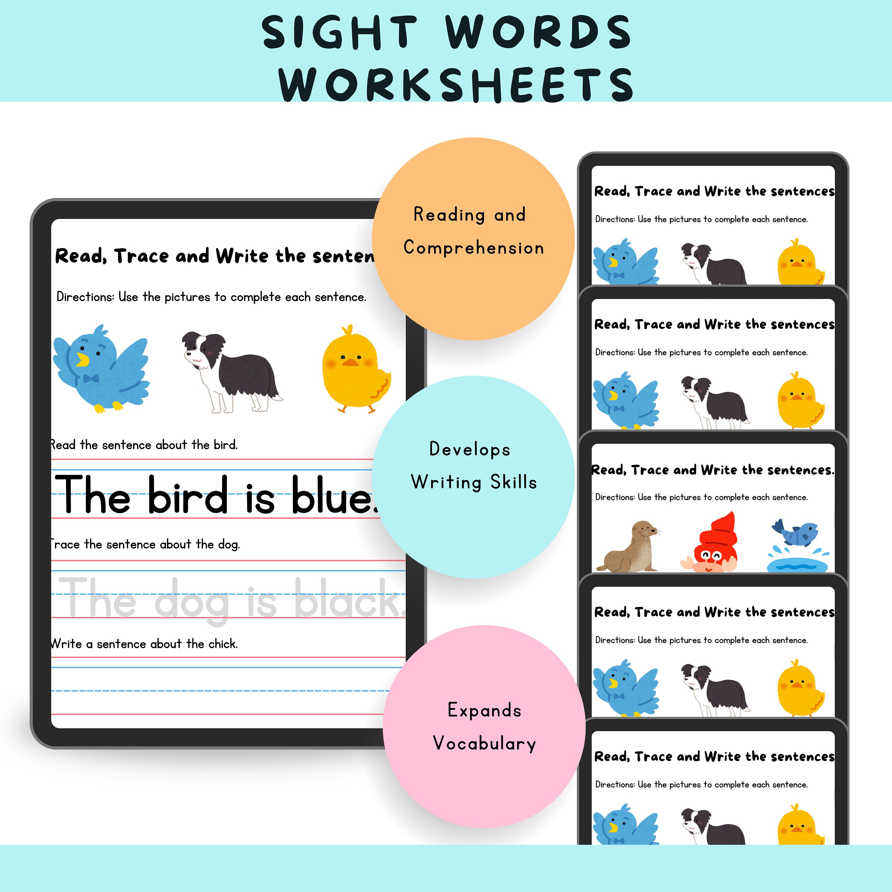Educational Digital Printable Sight Words Worksheet Perfect for ...
