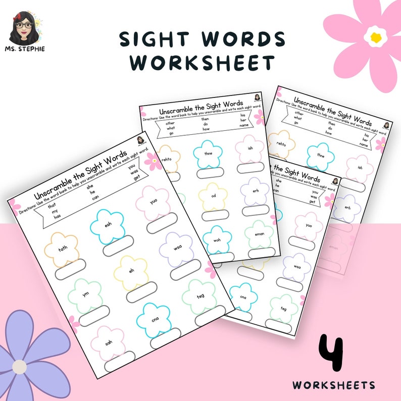 Unscramble Sight Words Worksheets Phonics Practice Homeschool Resources ...