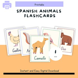 Spanish Animal Flashcards: Bilingual Homeschool Resource (digital ...