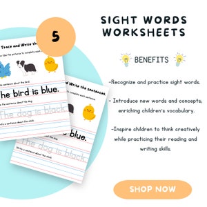 Educational Digital Printable Sight Words Worksheet| Perfect for ...