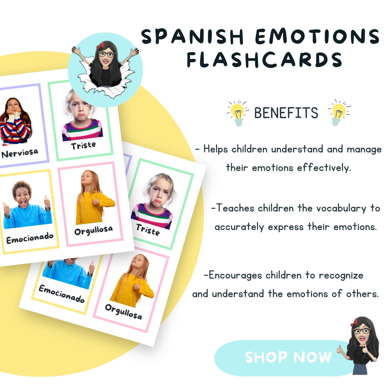 Spanish Emotions Flashcards for Kids: Bilingual Homeschool Resource - Etsy