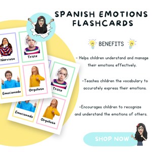 Spanish Emotions Flashcards for Kids: Bilingual Homeschool Resource - Etsy