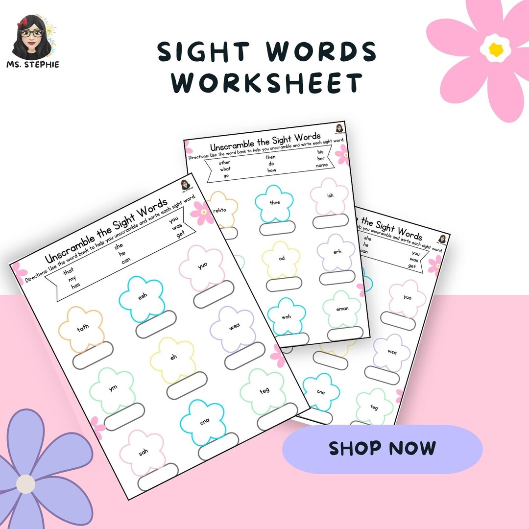 Unscramble Sight Words Worksheets | Phonics Practice| Homeschool ...