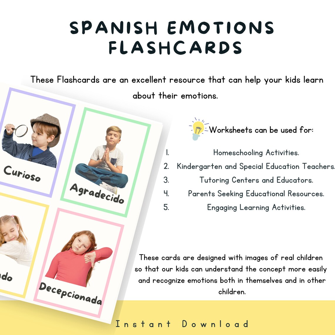 Spanish Emotions Flashcards for Kids: Bilingual Homeschool Resource - Etsy