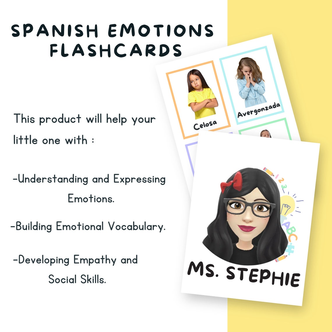 Spanish Emotions Flashcards for Kids: Bilingual Homeschool Resource - Etsy