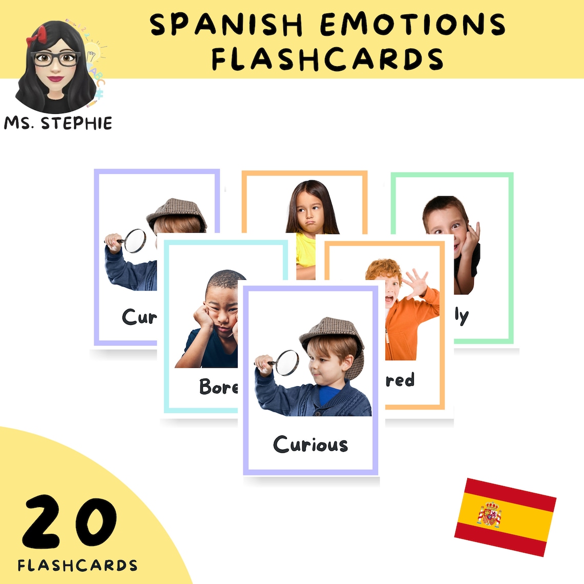 Spanish Emotions Flashcards for Kids: Bilingual Homeschool Resource - Etsy