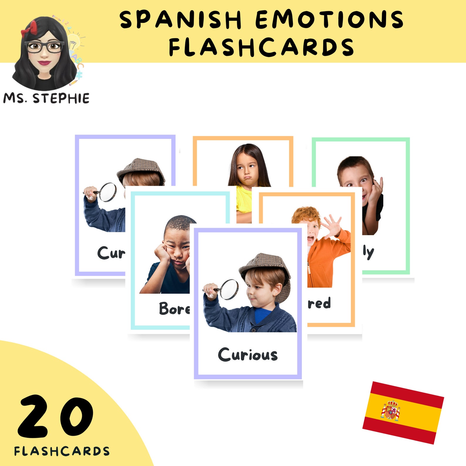 Spanish Emotions Flashcards for Kids: Bilingual Homeschool Resource - Etsy