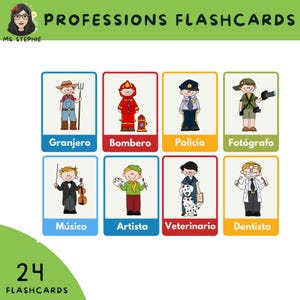 26 Spanish Professions Flashcards | Bilingual Learning Cards | Jobs ...