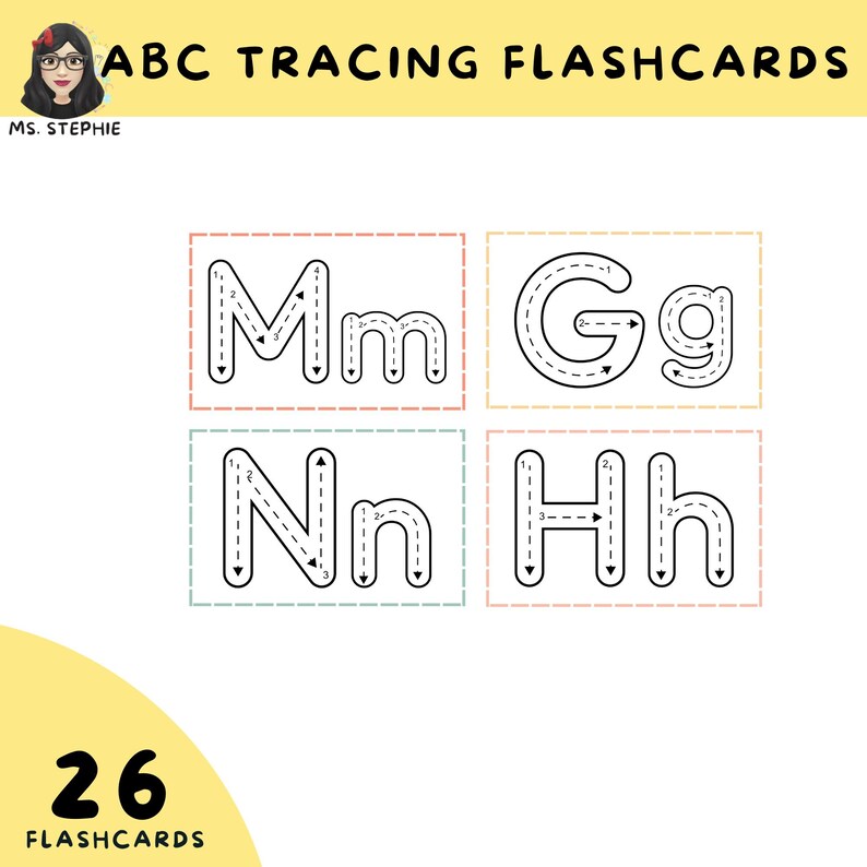 Digital ABC Tracing Flashcards , Alphabet Letter Tracing for Kids ...