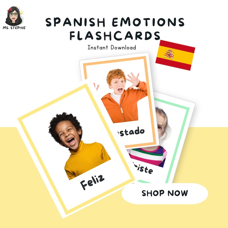 Spanish Emotions Flashcards for Kids: Bilingual Homeschool Resource - Etsy