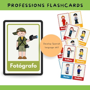 26 Spanish Professions Flashcards | Bilingual Learning Cards | Jobs ...