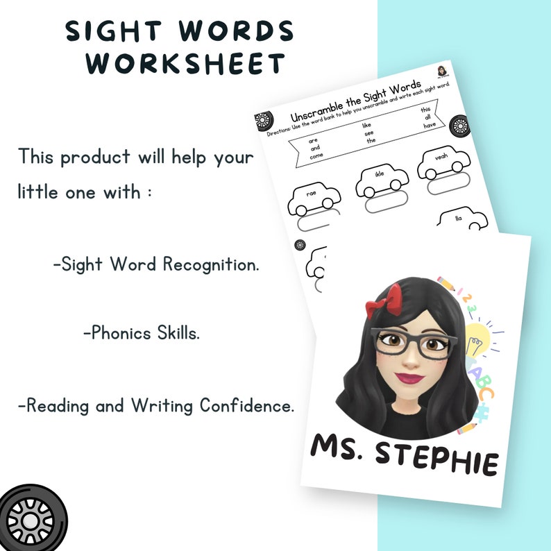 Sight Words Unscramble Worksheet: Phonics Game (printable) - Etsy