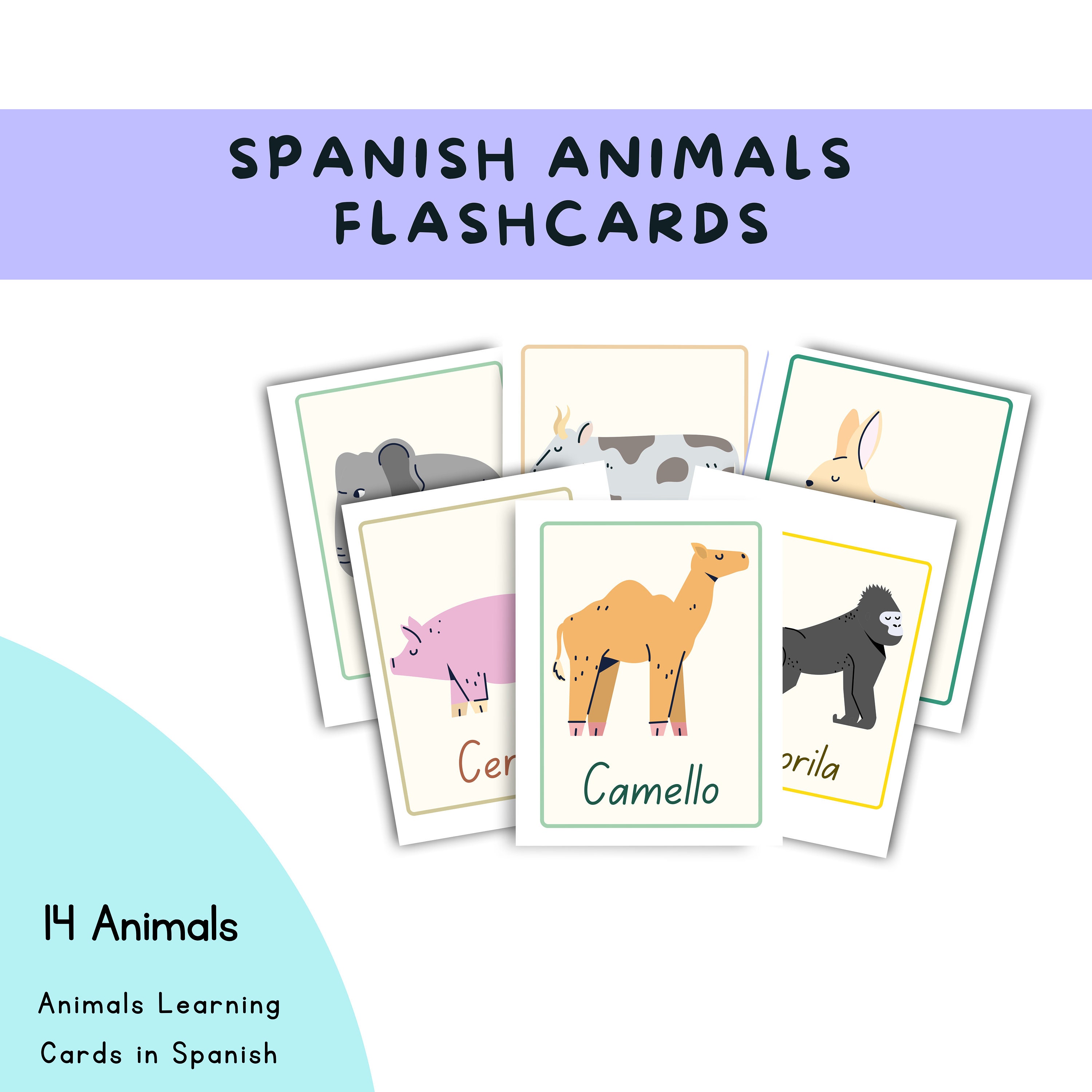 Spanish Animal Flashcards Bilingual Homeschooling Resources educational ...