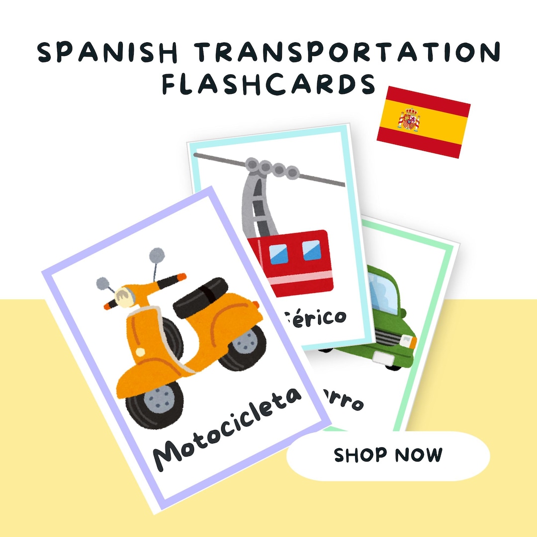 Digital Spanish Transportation Flashcards: Bilingual Homeschool ...